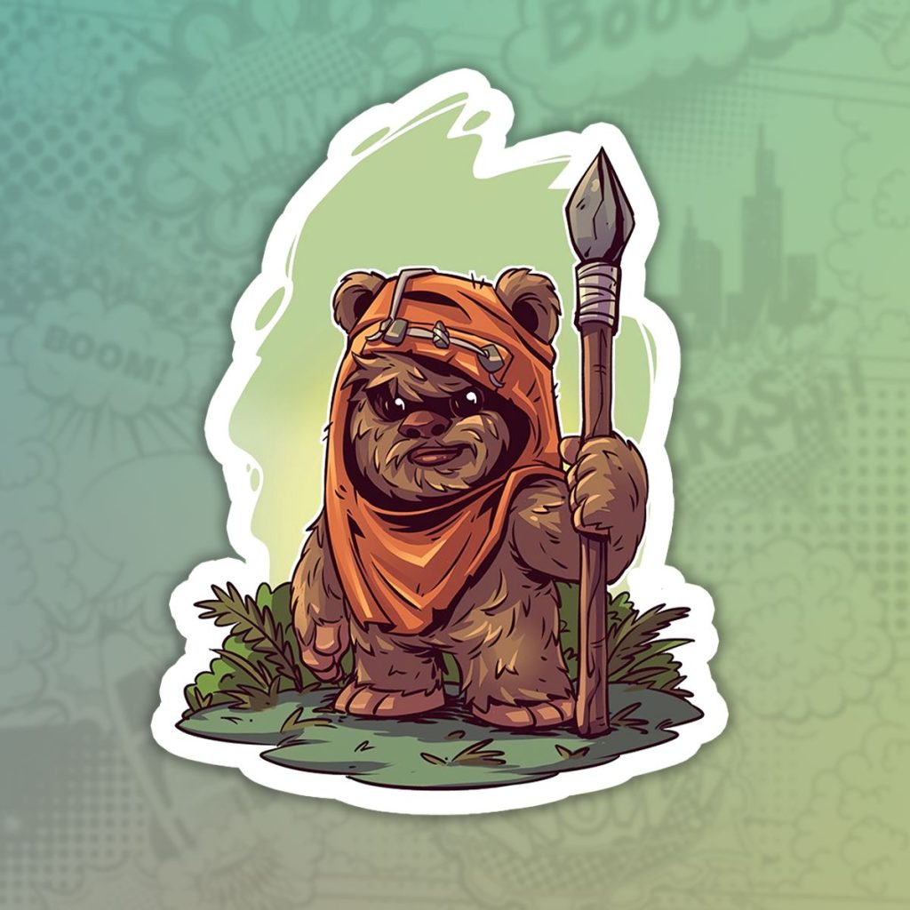Star Wars Stiker 25 Ewok - Bazzinga Shop